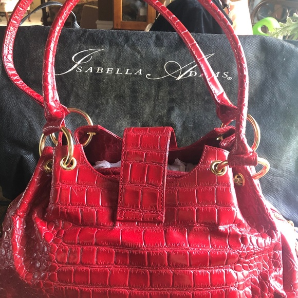 Isabella Adams | Bags | Isabella Adams Red Leather Croc Embossed ...